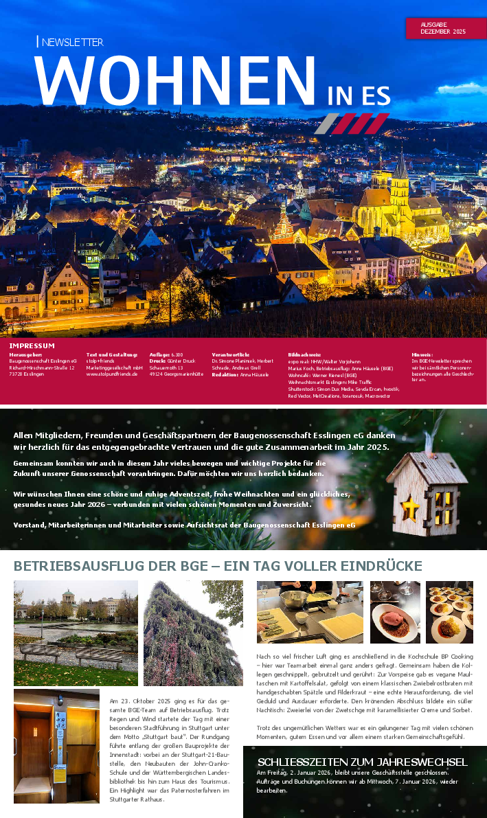 WOHNEN IN ES 04/2025 - Baugenossenschaft Esslingen